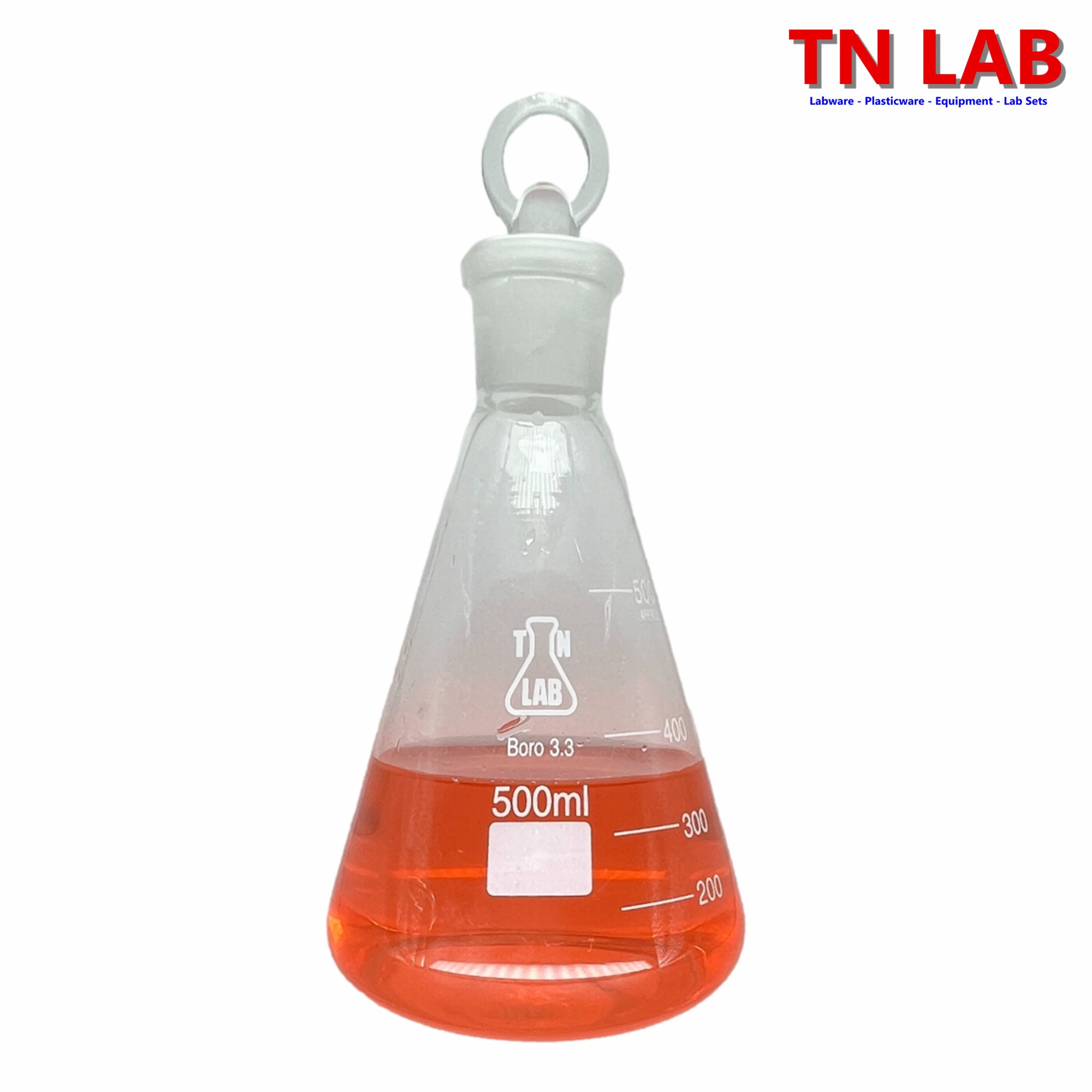 Erlenmeyer Flasks with Stoppers Natural Rubber Glass Tapered Jointed