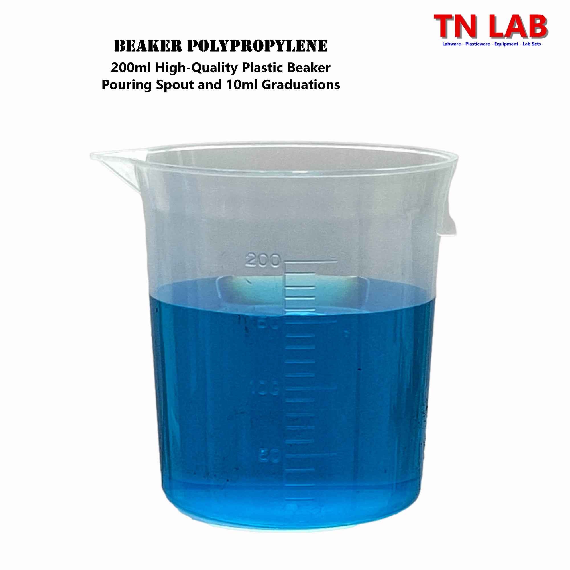 TN LAB Supply Beaker High-Quality Polypropylene 200ml Beaker