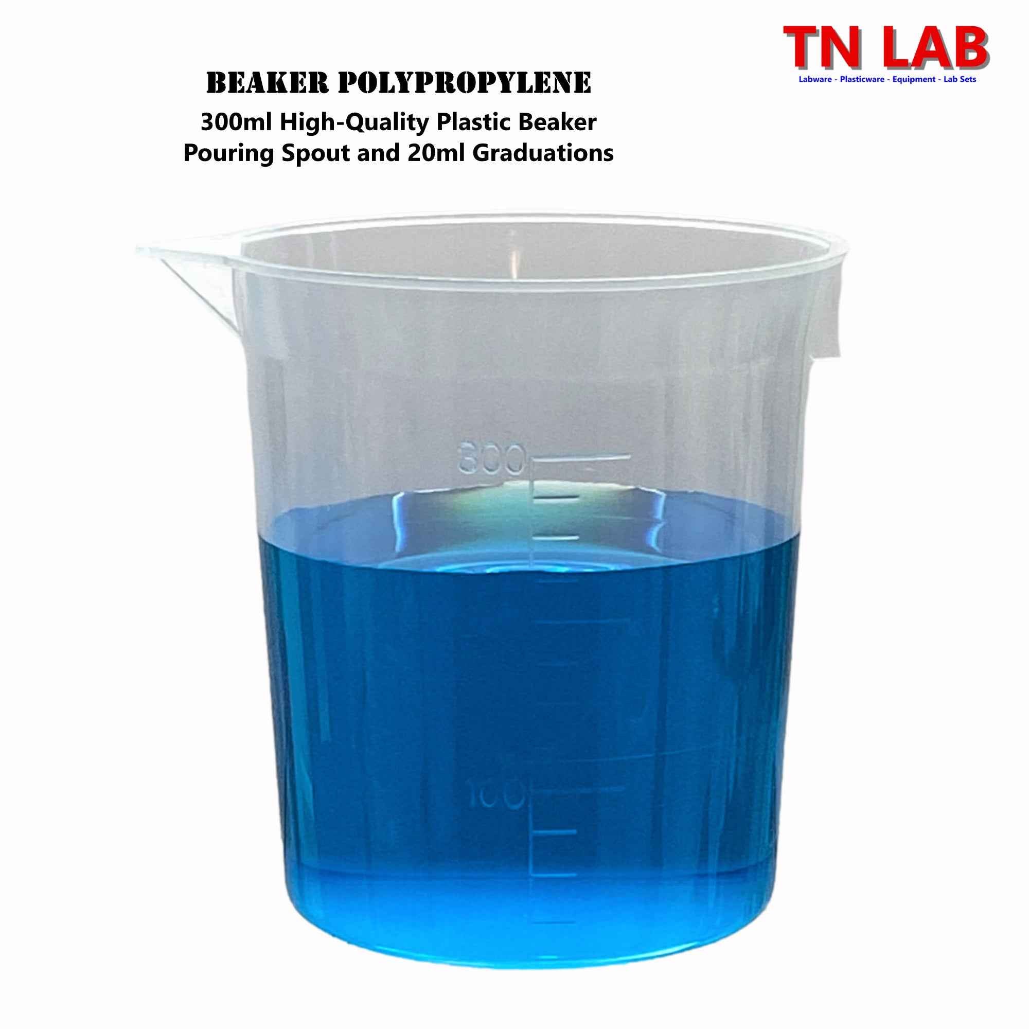 TN LAB Supply Beaker High-Quality Polypropylene 300ml Beaker