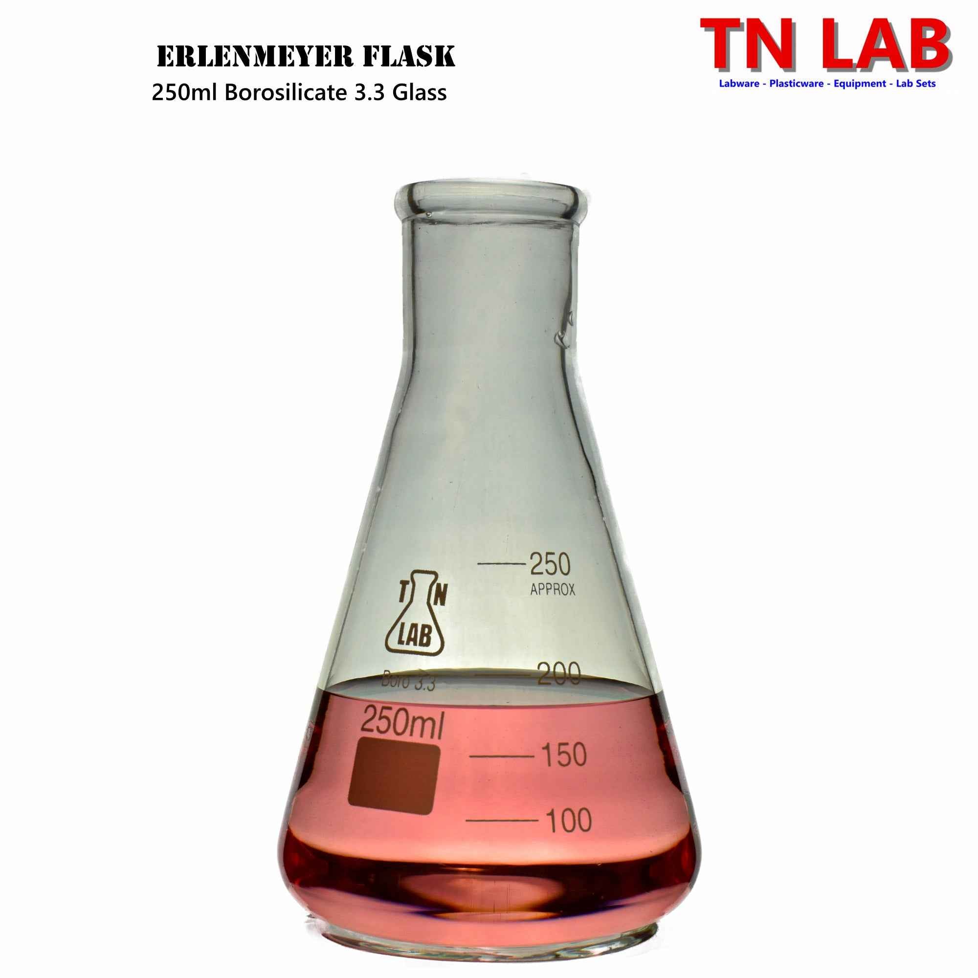 Erlenmeyer Flask Borosilicate 3.3 Glass with Narrow Neck 250ml