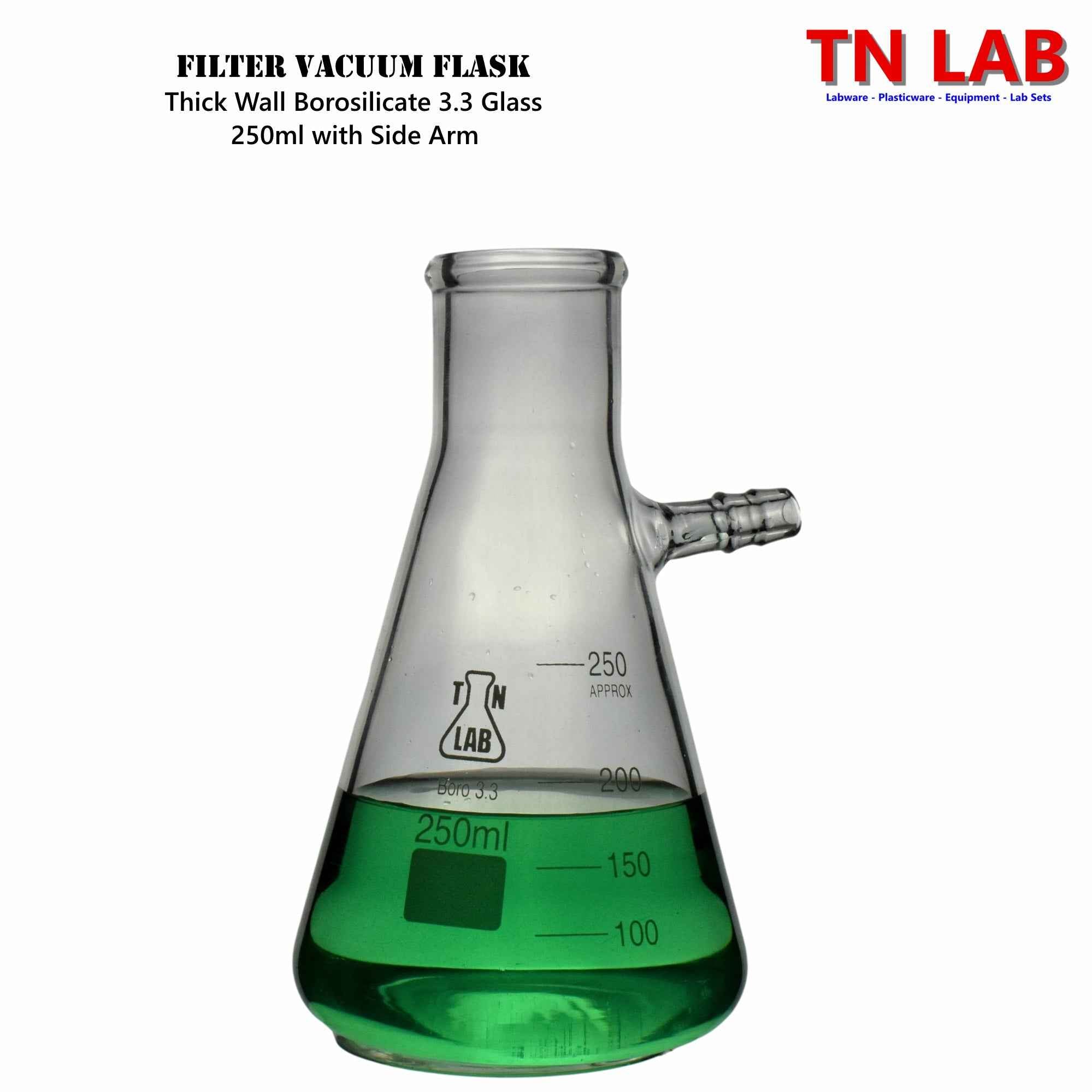 TN LAB Supply Filter Vacuum Flask Heavy Wall Side Arm Flask 250 ml