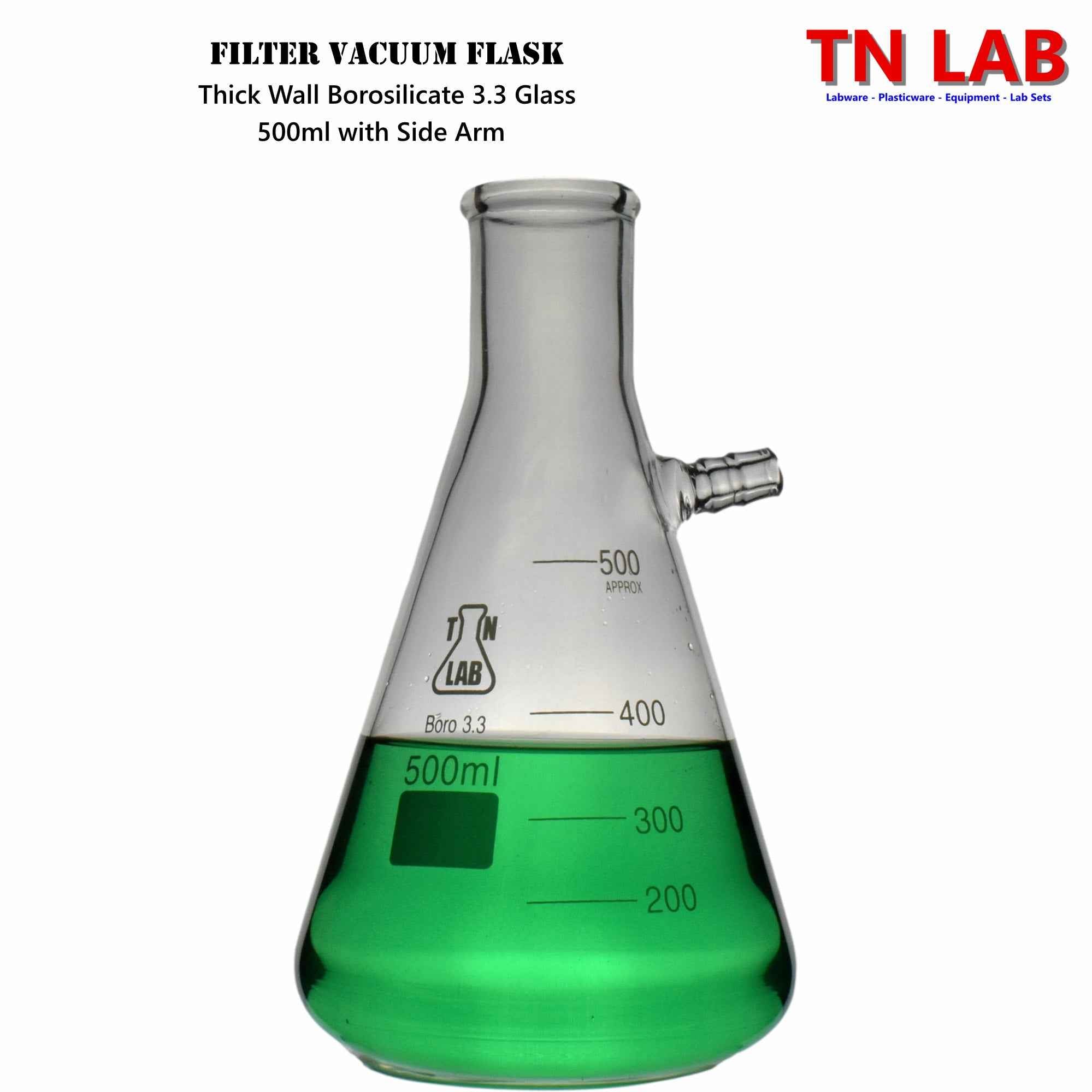 TN LAB Supply Filter Vacuum Flask Heavy Wall Side Arm Flask 500 ml