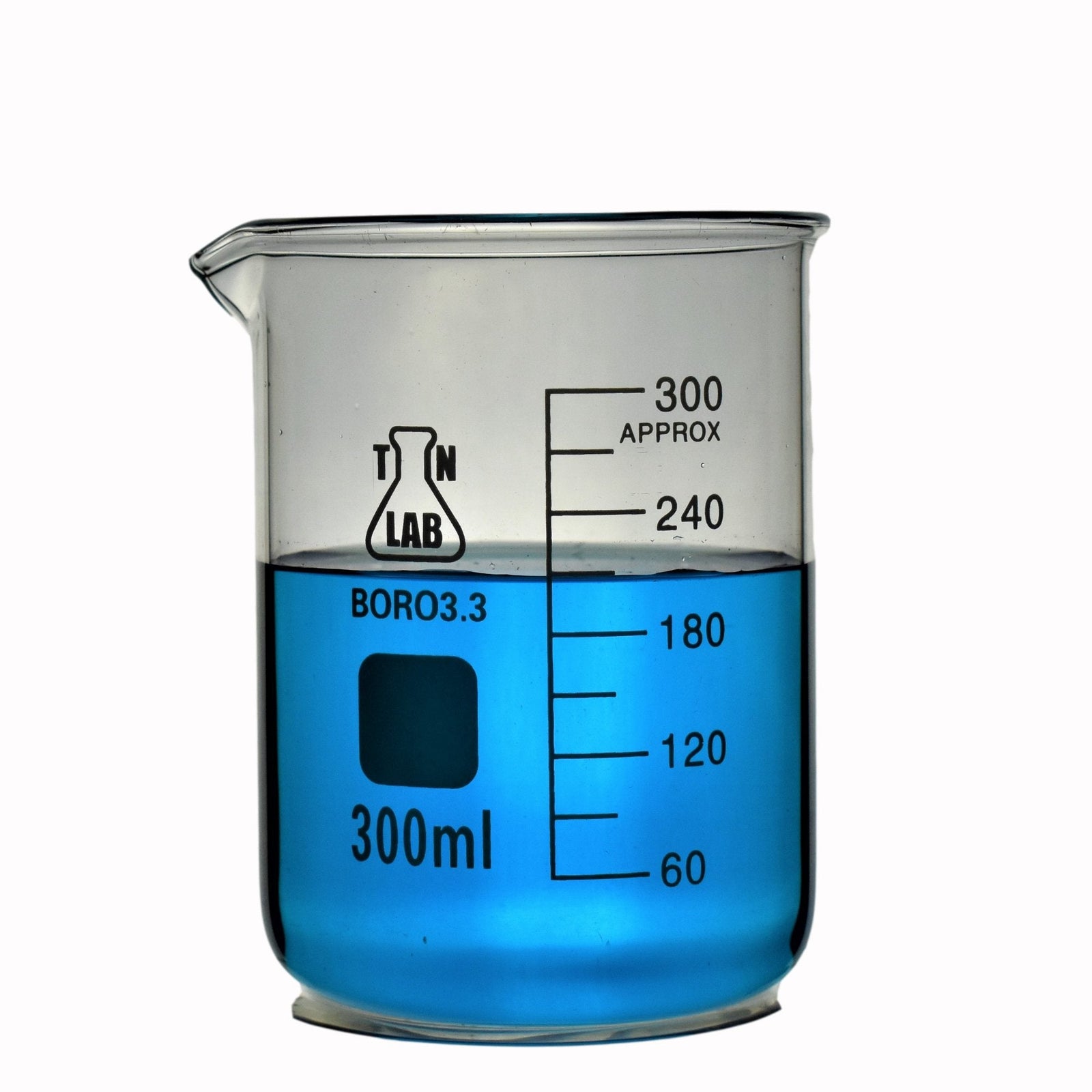 TN Lab Supply Beaker 300ml Borosilicate 3.3 Heavy Wall Glass