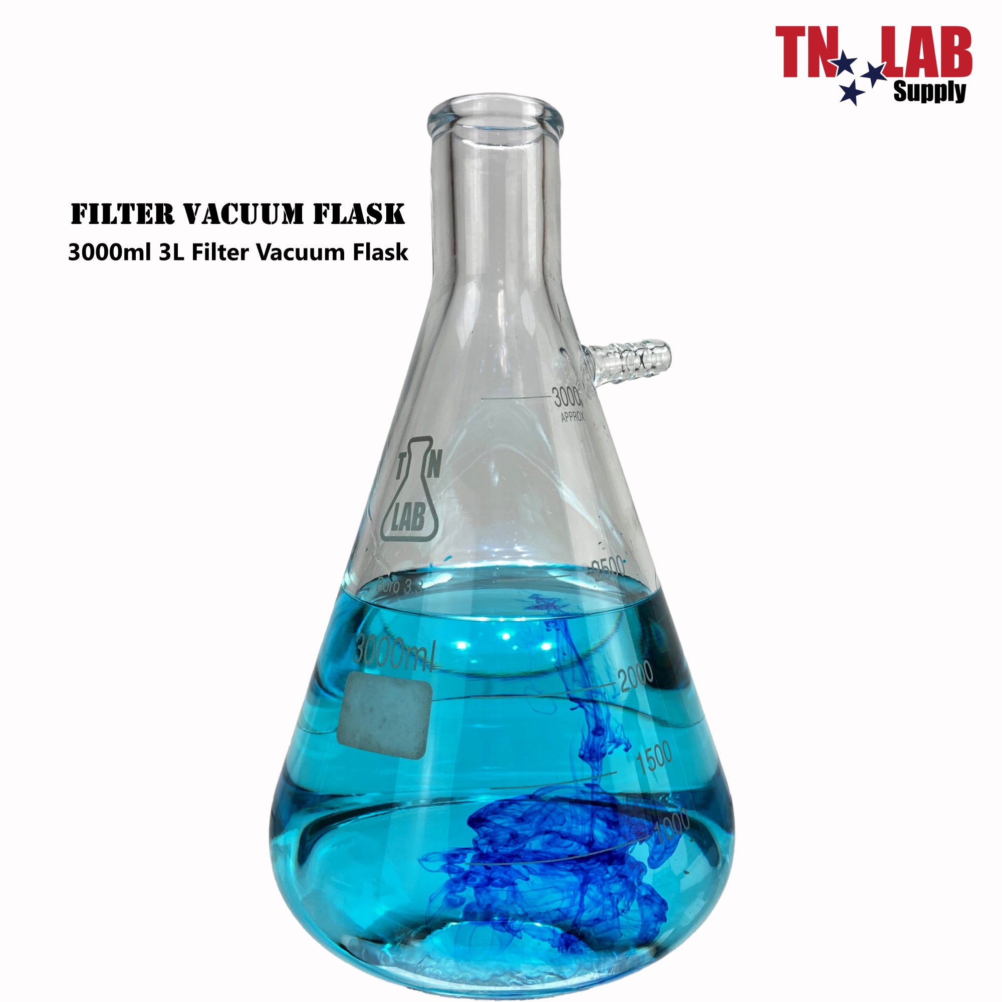TN LAB Supply Filter Vacuum Flask Heavy Wall Side Arm Flask 3000ml 3L