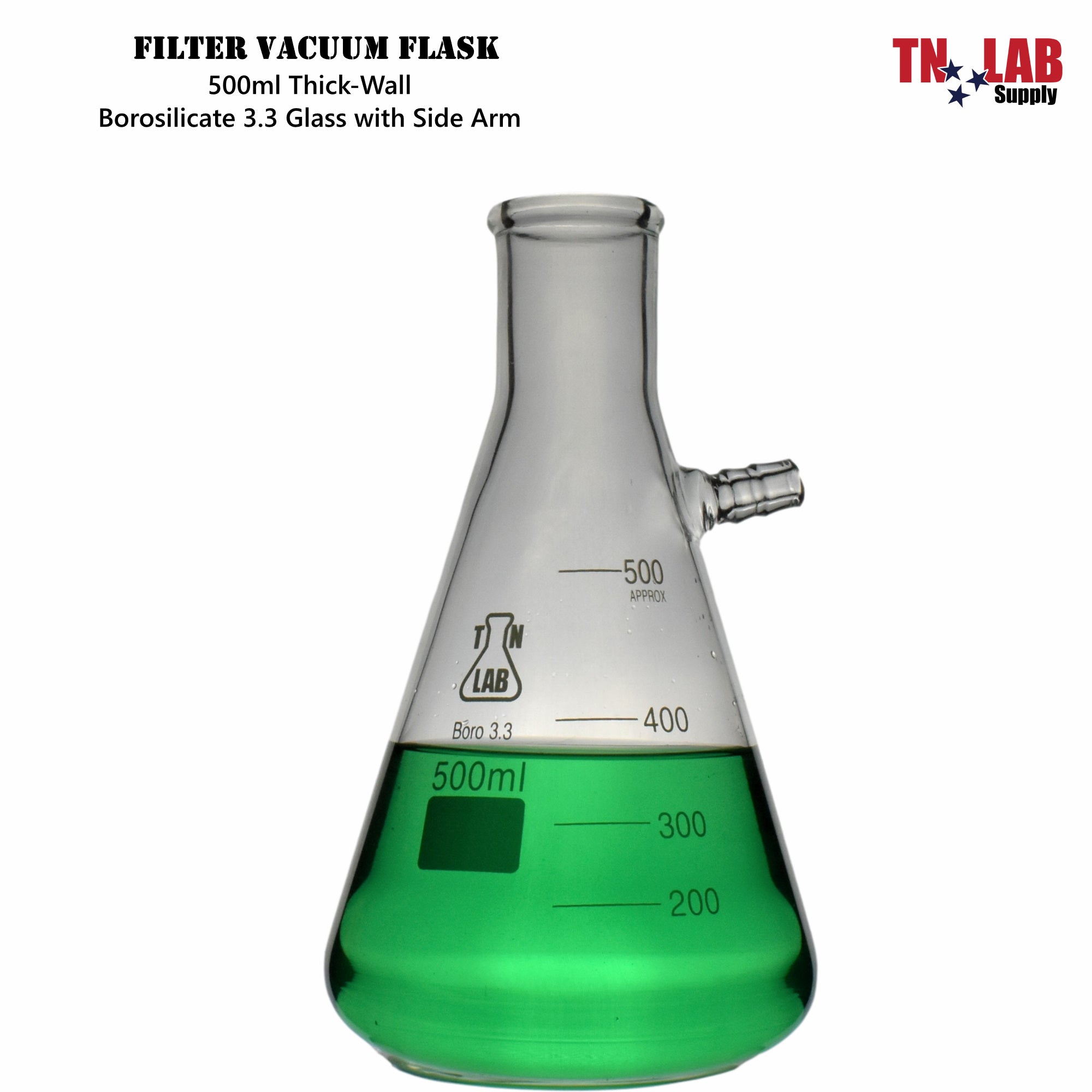 TN LAB Supply Filter Vacuum Flask Heavy Wall Side Arm Flask 500 ml