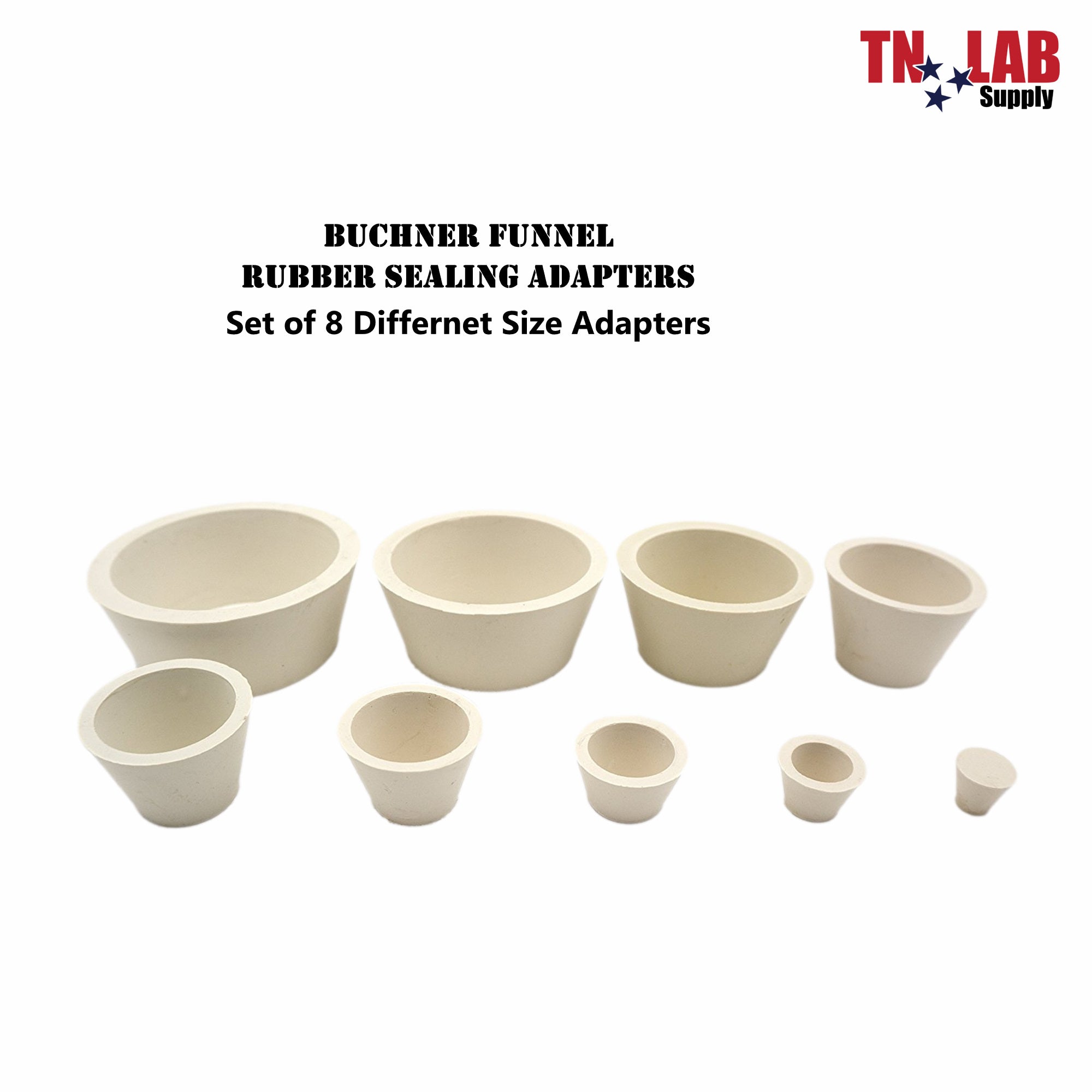 TN Lab Supply Buchner Funnel Filter Flask Vacuum Sealing Adapter 8-Set